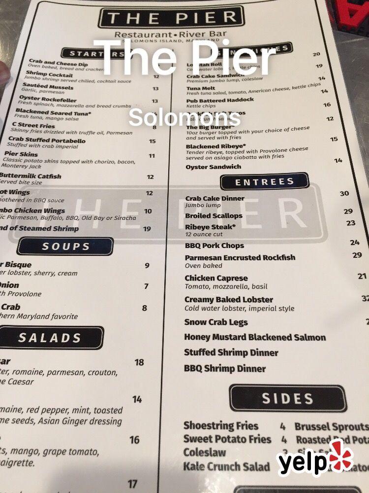 Menu at The Pier Restaurant (Solomons Island, MD), Solomons