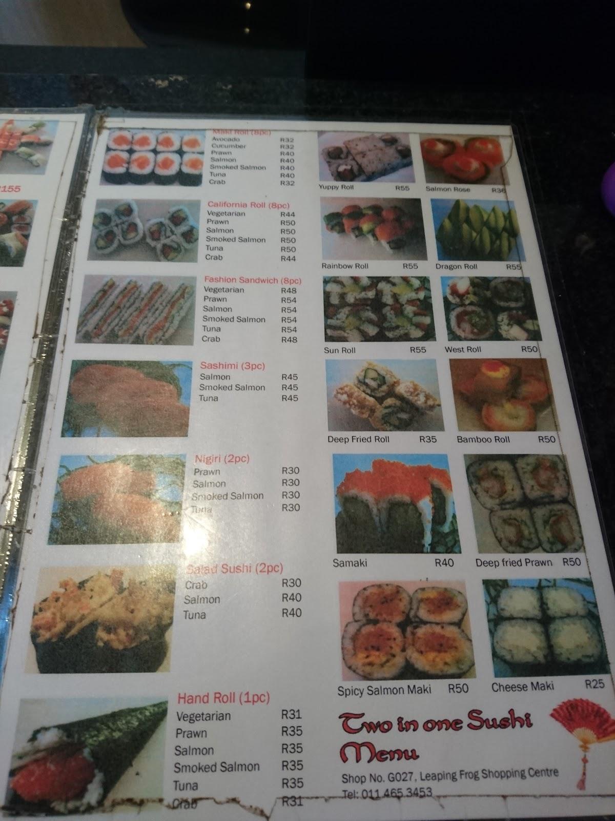 Menu at Two in One Chinese & Japanese restaurant, Randburg, The Leaping ...