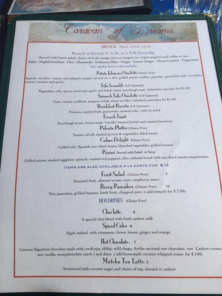 Menu at Caravan Of Dreams restaurant, New York City