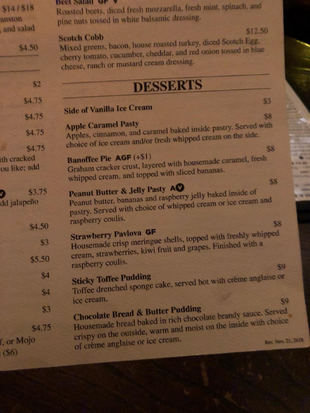 Menu at Cornish Pasty Co pub & bar, Phoenix, 7 W Monroe St