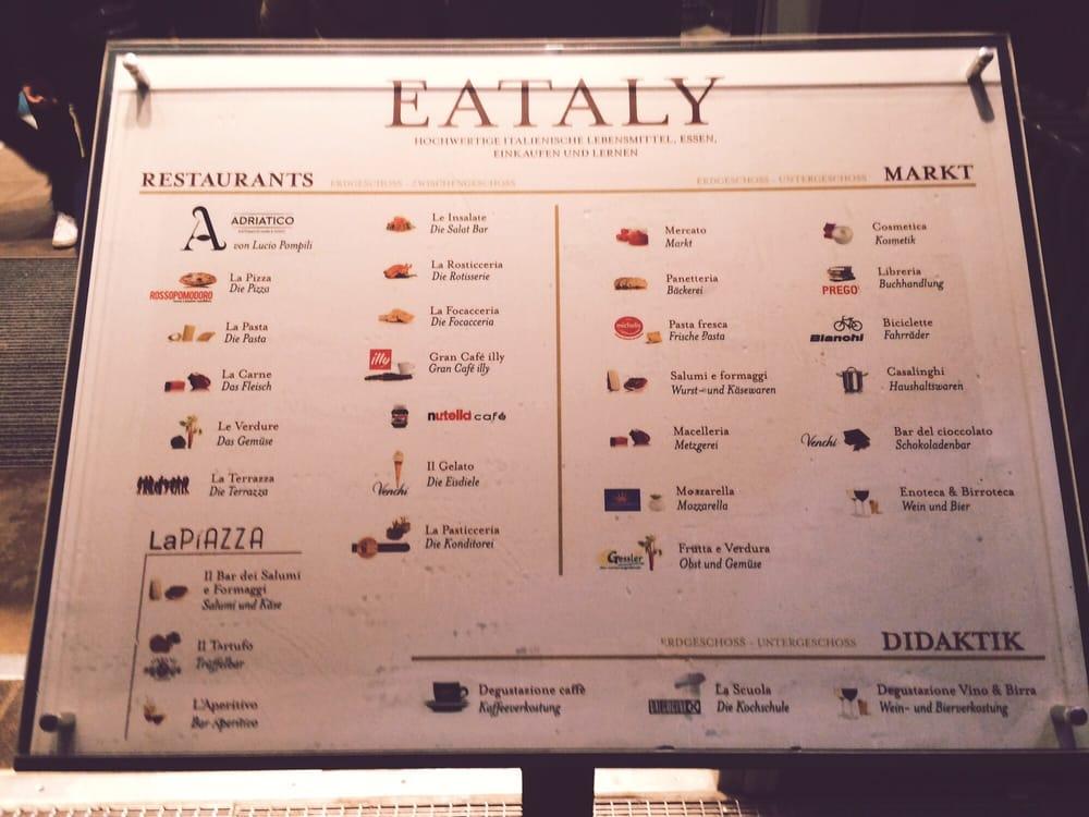 Menu at Eataly Munich restaurant, Munich