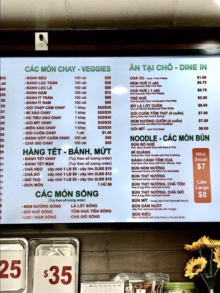 Menu at Hương Huế Food To Go restaurant, Westminster