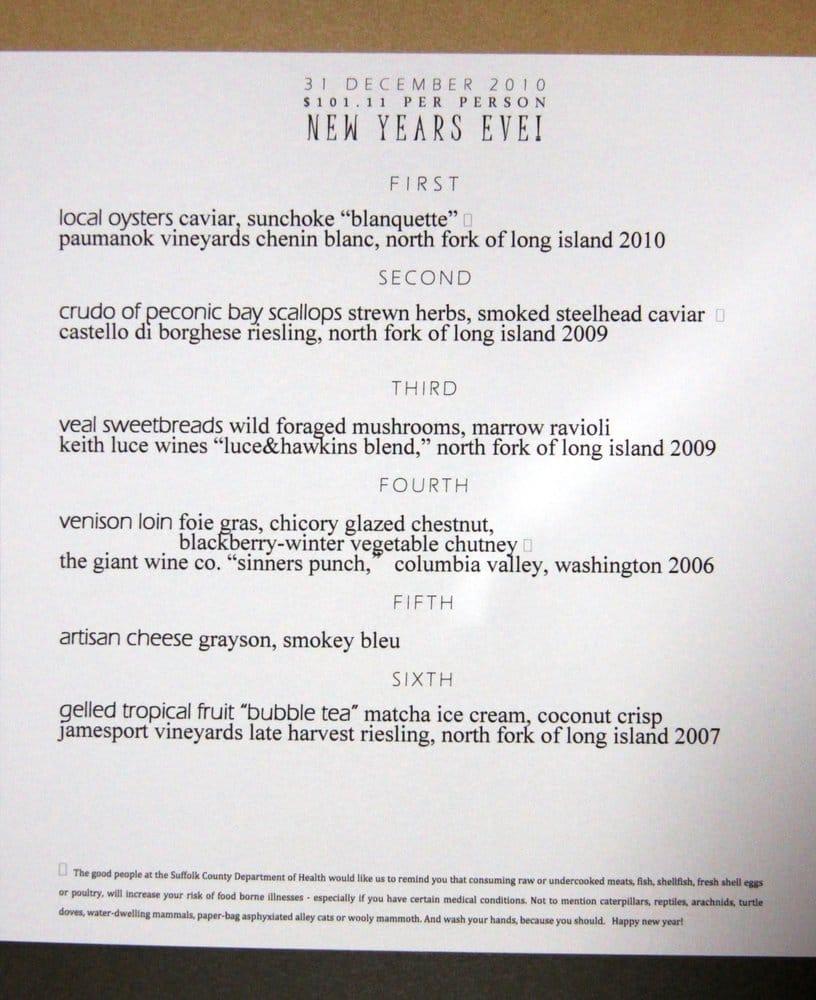 Menu at Jedediah Hawkins Inn restaurant, Jamesport