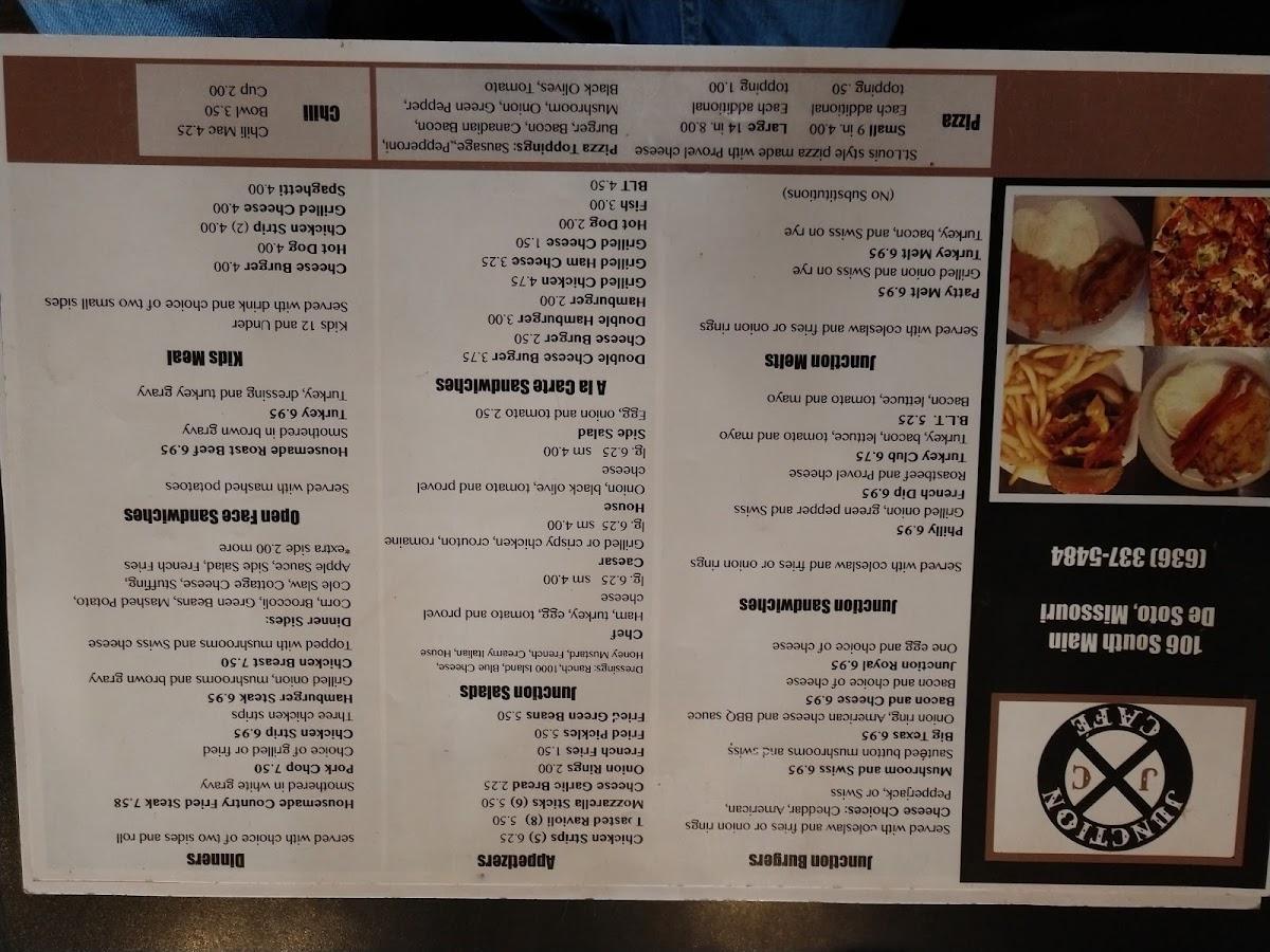 Menu at Junction Cafe, De Soto
