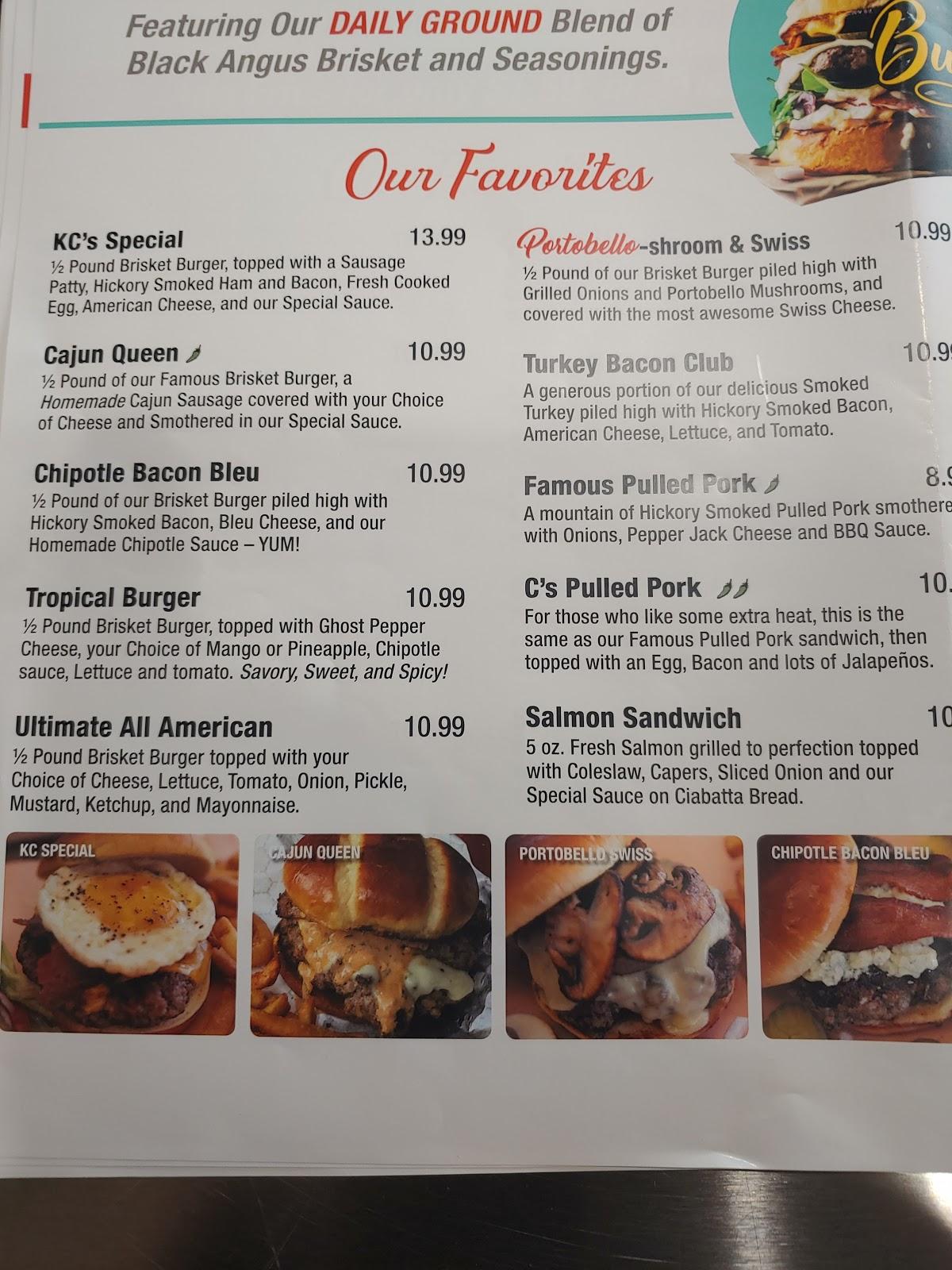 Menu at KCs Burger Bar, Machesney Park
