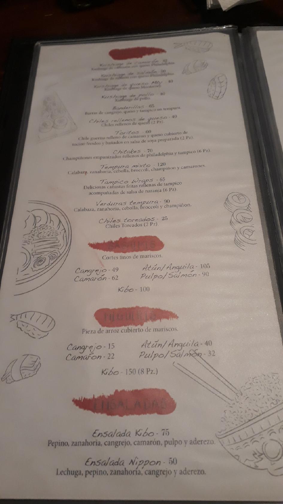 Menu at Kibo Sushi Place restaurant, Nogales