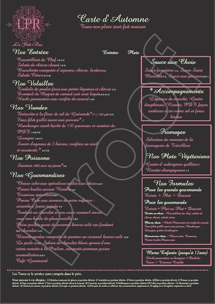 Carta del restaurante La Perle Rose, Montbéliard