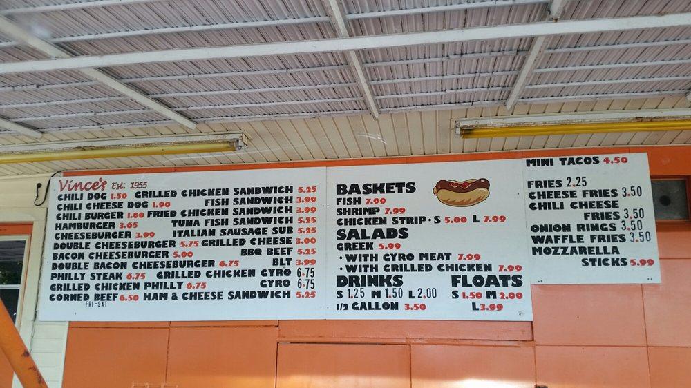 Menu at Vince's West Elm Drive-In Inc. fast food, Monroe