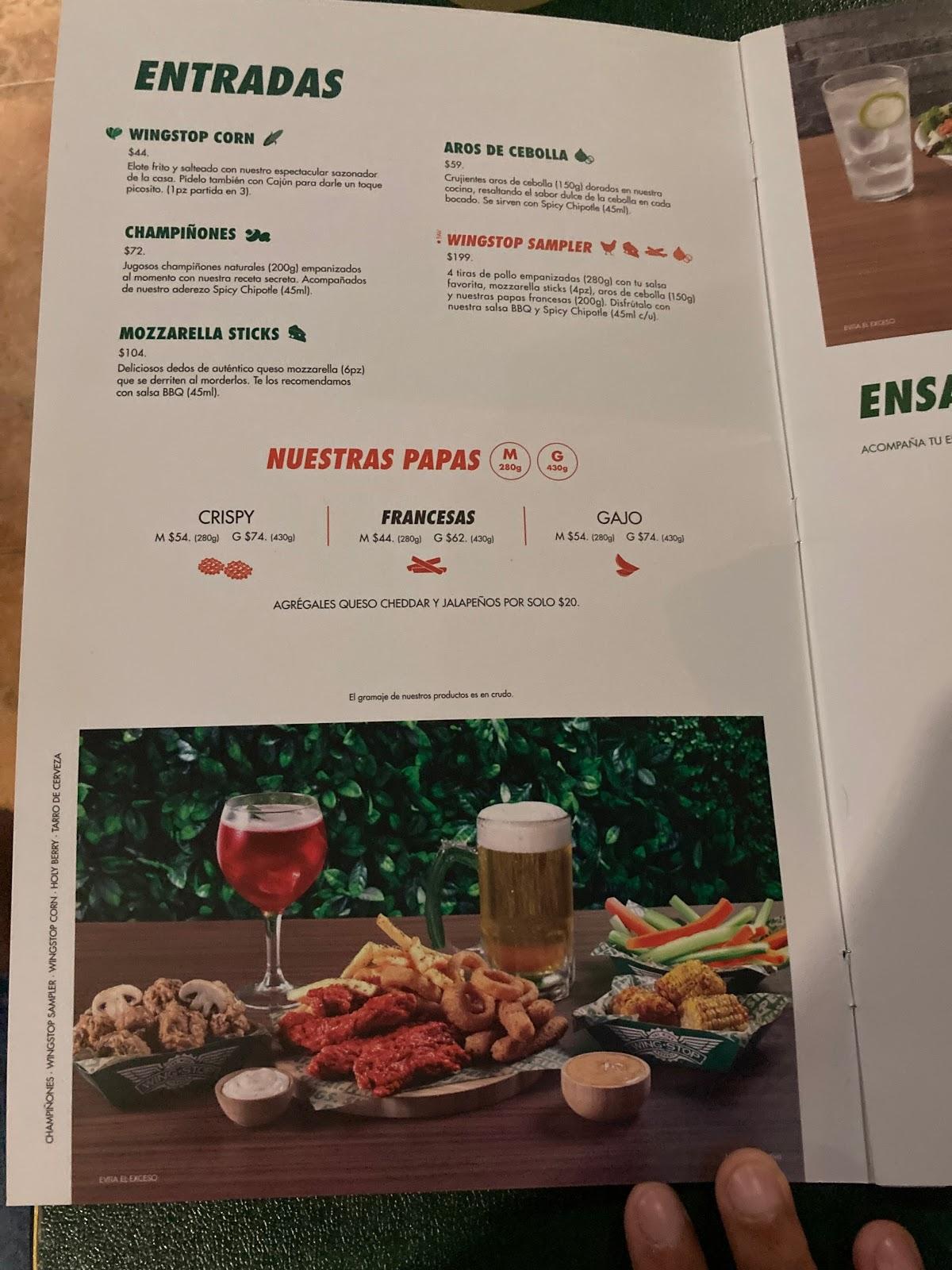 Carta del restaurante Wingstop Moctezuma, Tuxtla Gutiérrez, Nte. Pte. 1370