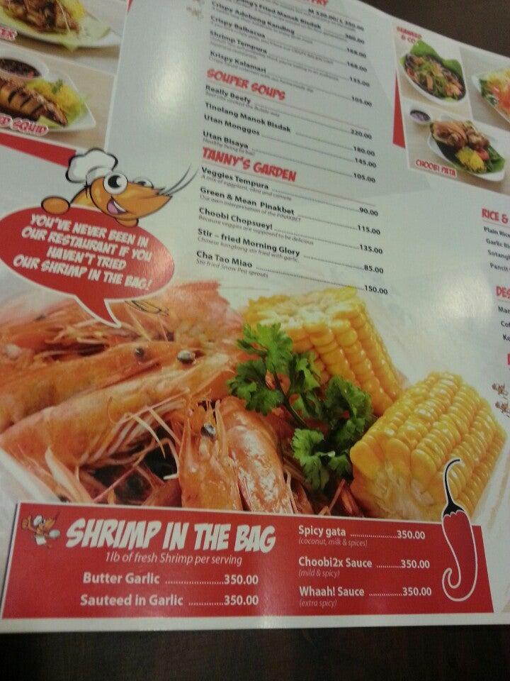 Menu at Choobi Choobi restaurant, Mandaue City, Parkmall