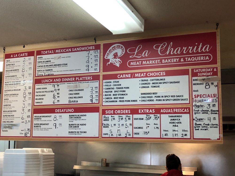 Menu at La Charrita restaurant, Fairfield