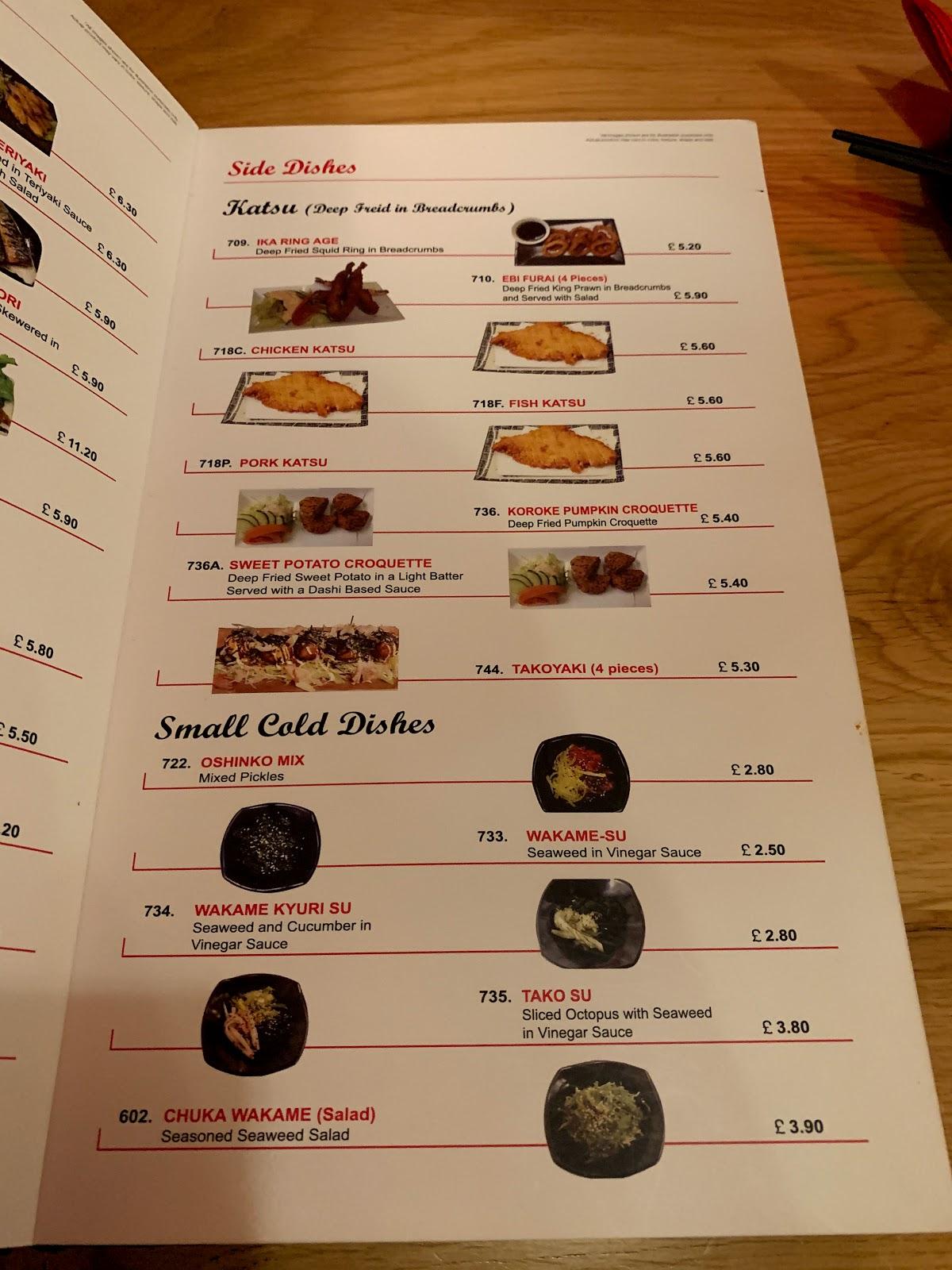 Menu at Sakura Southampton Japanese Restaurant, Southampton