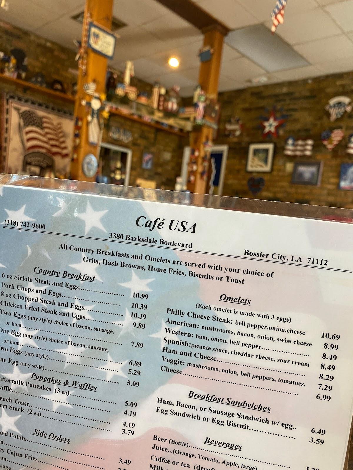 Menu at Cafe USA, Bossier City