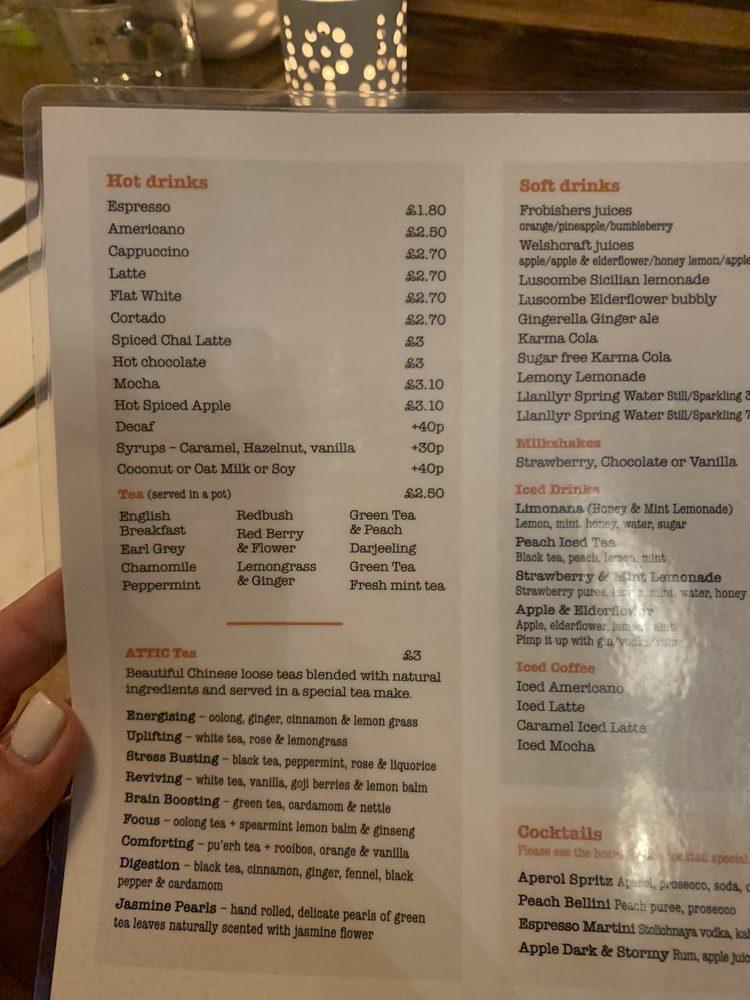 Menu at Medina restaurant, Aberystwyth