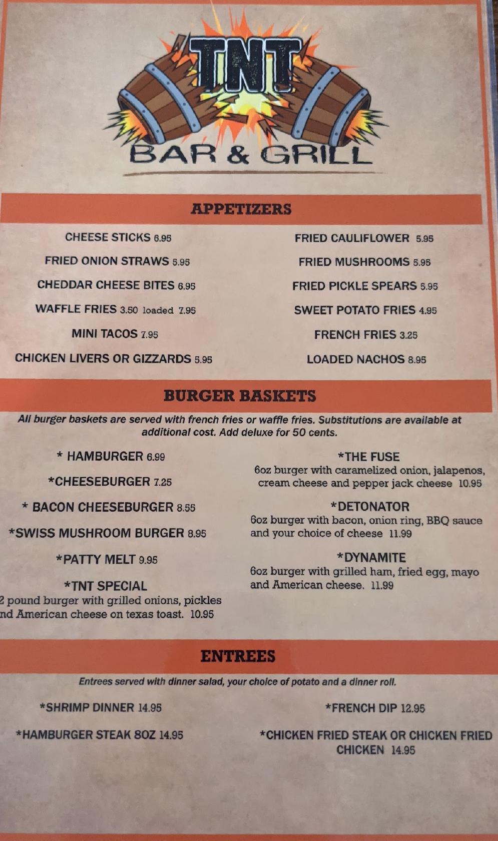 Menu at TNT Bar & Grill, Utica