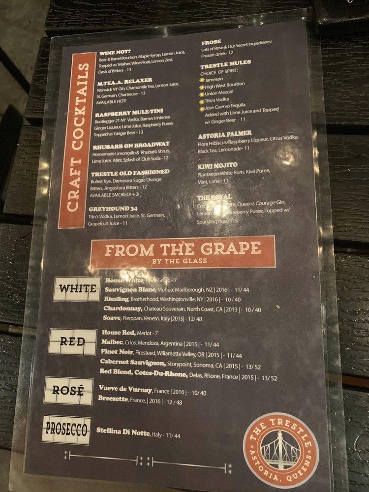 Menu at The Trestle pub & bar, New York City