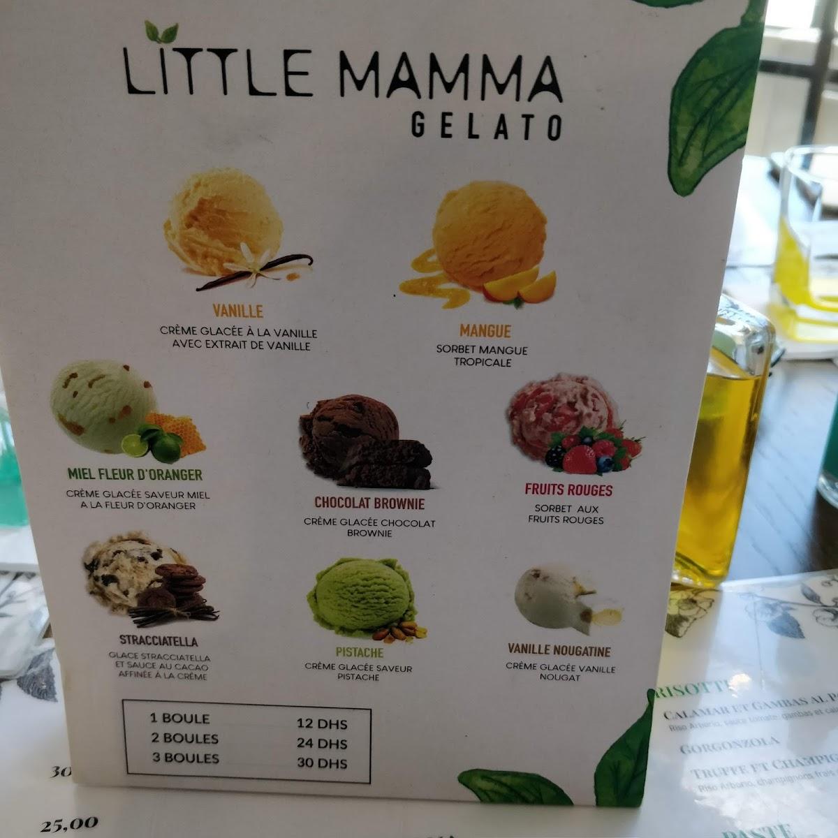 Menu au Big Nonna restaurant, Casablanca