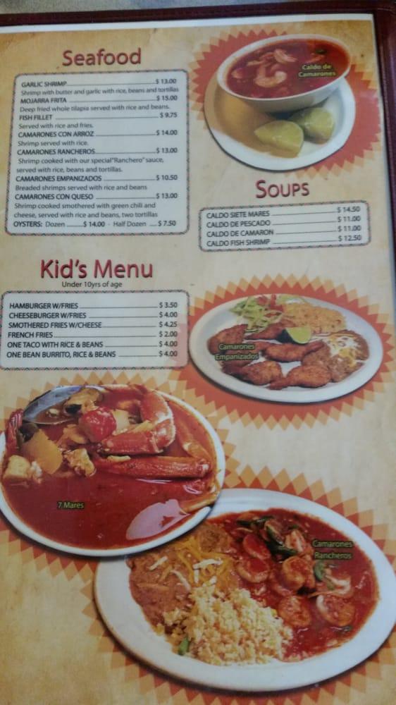 Menu at El Rancherito restaurant, Denver
