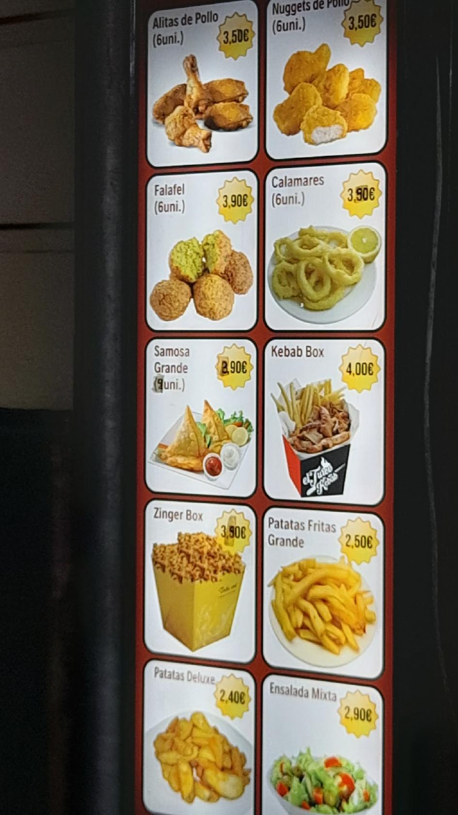 Carta de El Turco Döner Kebab Pizzeria Restaurante, Seo de Urgel