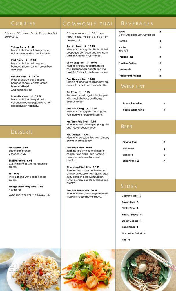 Menu at Lim Ros Thai restaurant, Benicia