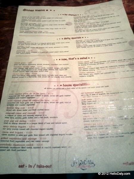 Menu at Machi's Saloon & Grill pub & bar, Elko