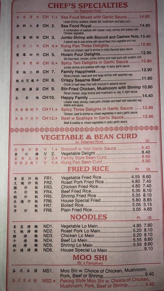 Menu at Tin Tsin restaurant, Smithfield