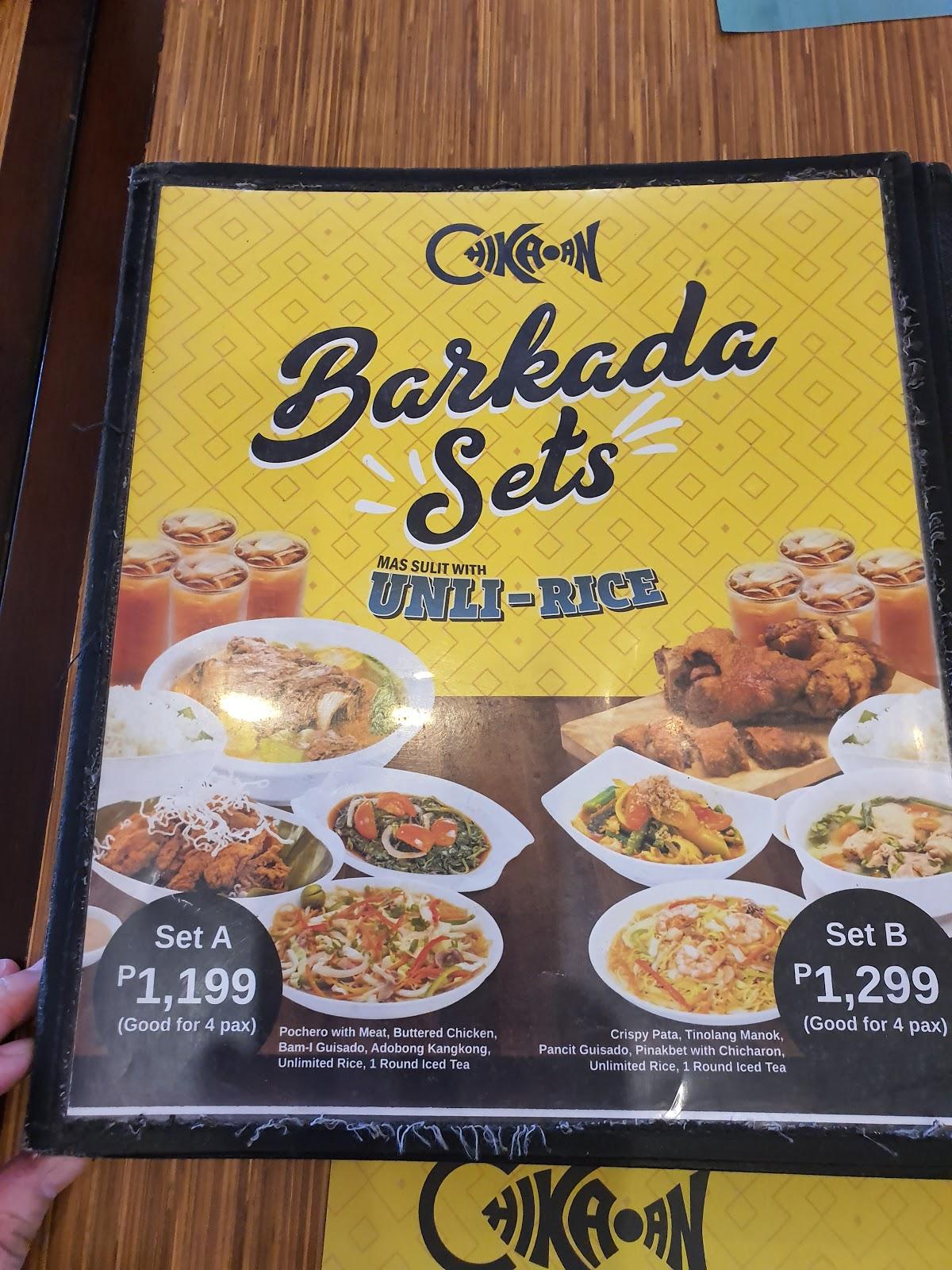 Menu at Chika-an Robinsons Iloilo restaurant, Iloilo City