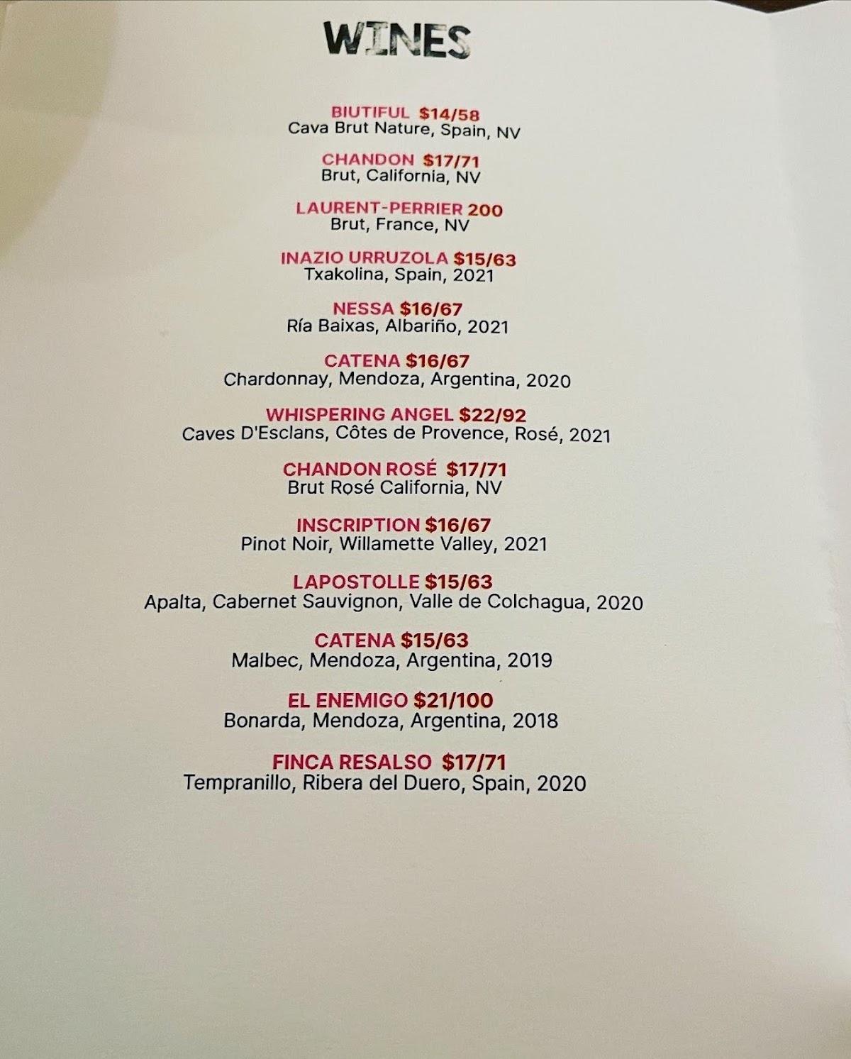 Menu at Joy by Seven Reasons restaurant, Chevy Chase