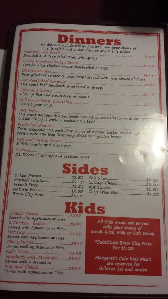 Menu at Margaret's Cafe, Toronto