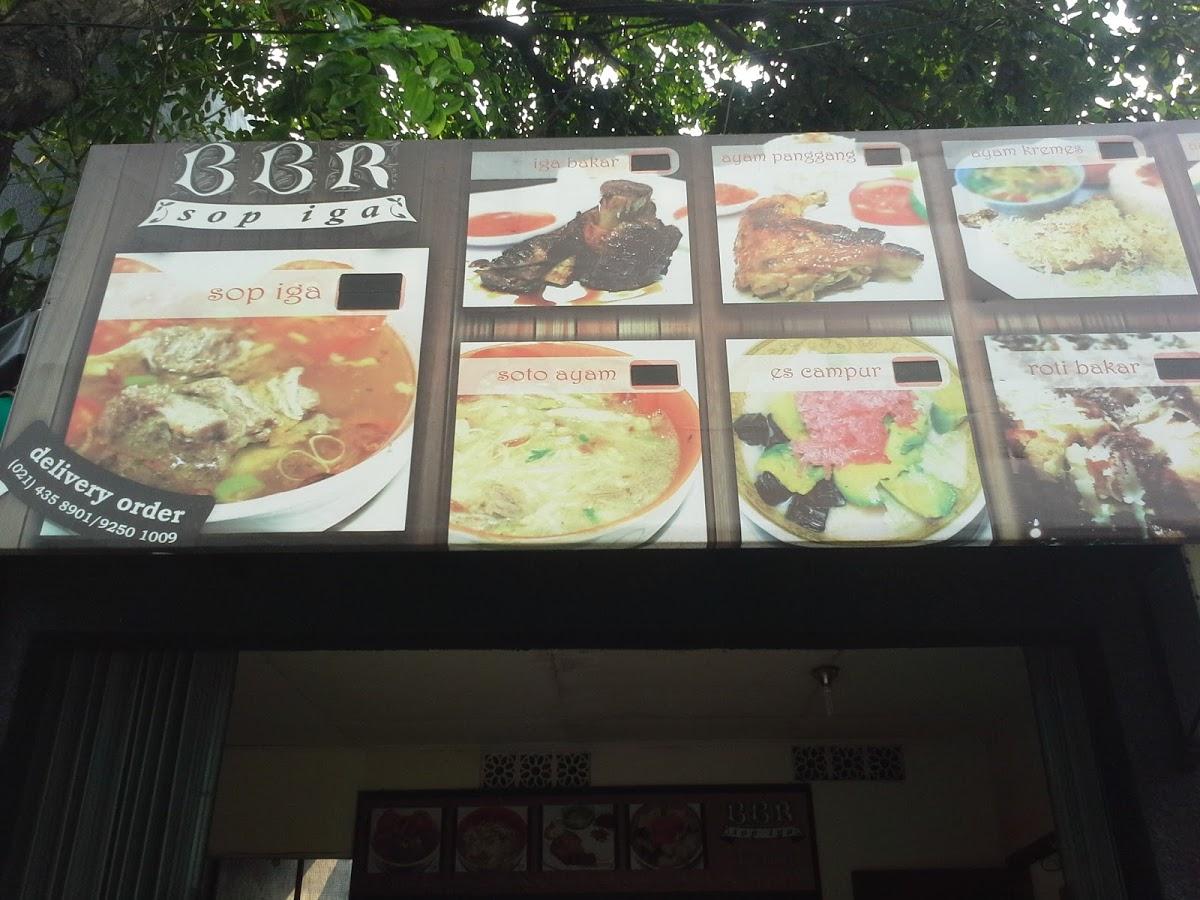 Menu at Sop Iga BBR restaurant, North Jakarta