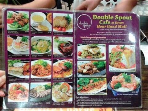 Menu at Spout Cafe, Ripponlea
