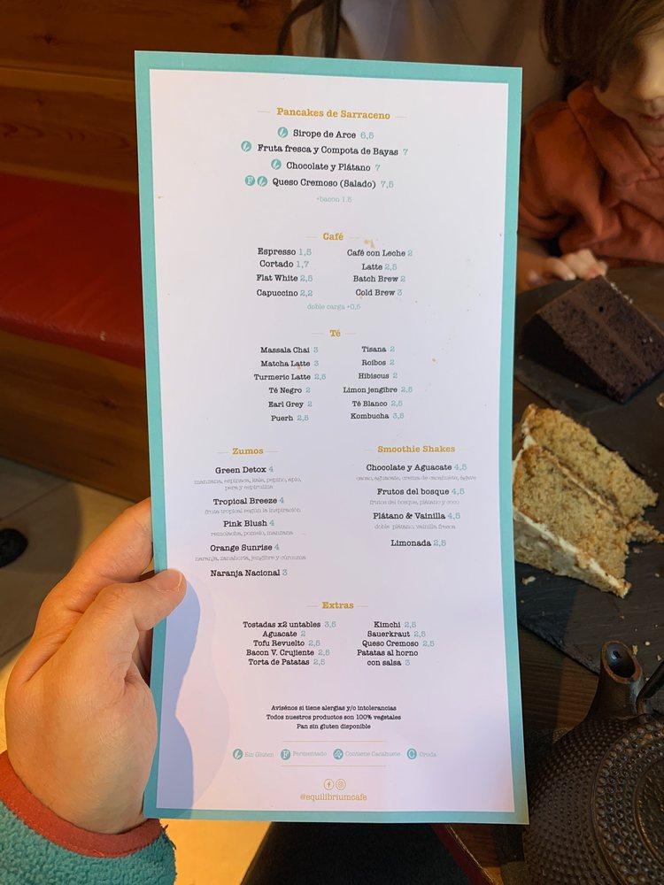 Carta de EQUILIBRIUM CAFÉ, Barcelona, C/ de València