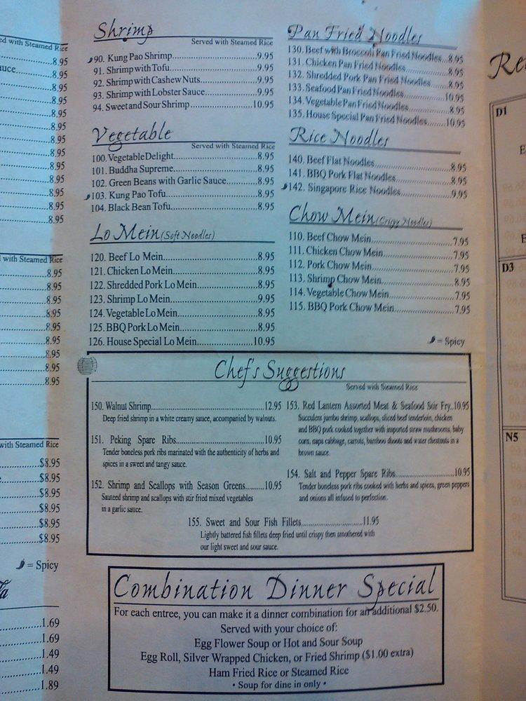 Menu at Red Lantern restaurant, West Jordan