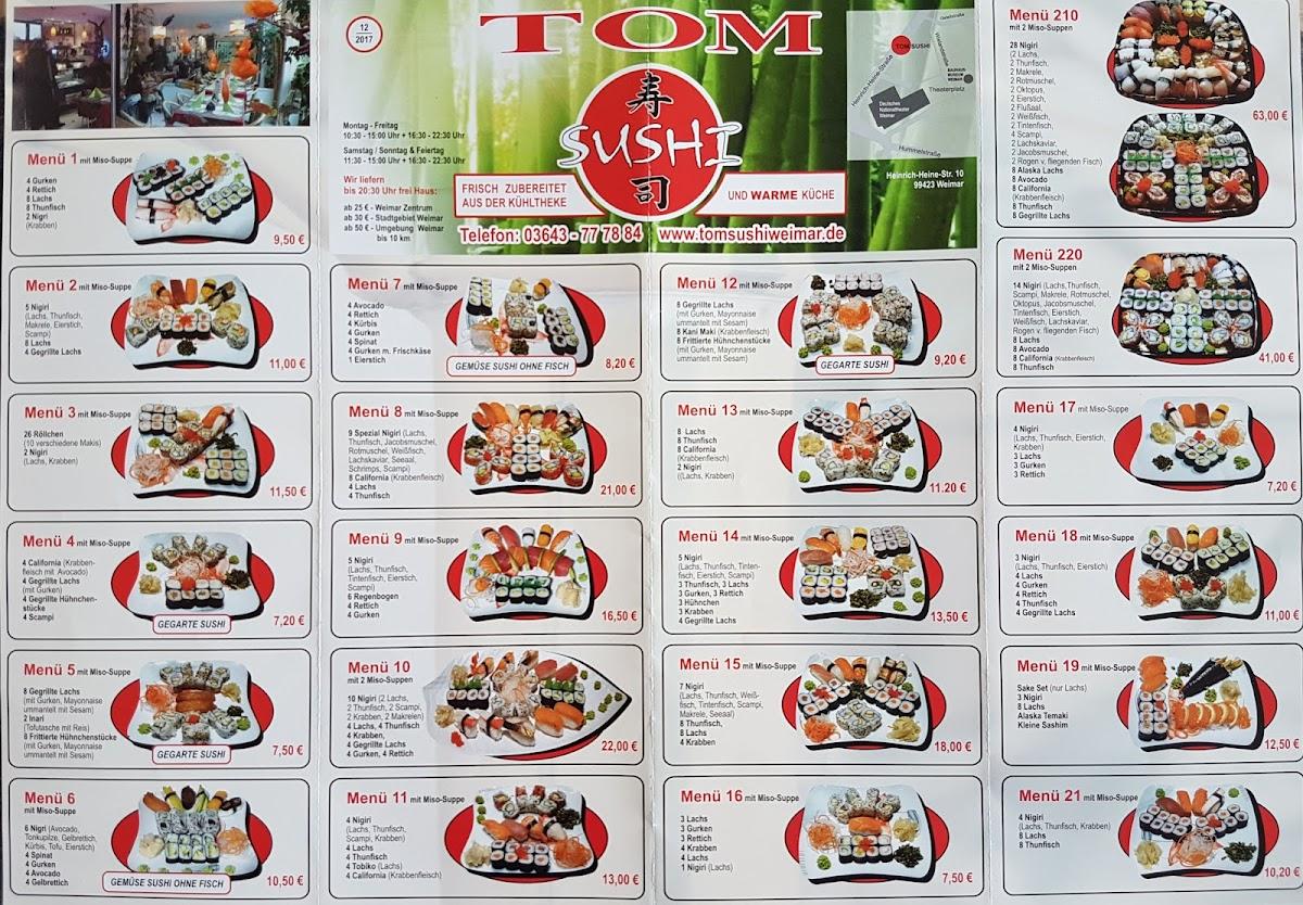 Speisekarte von Tom Sushi restaurant, Weimar