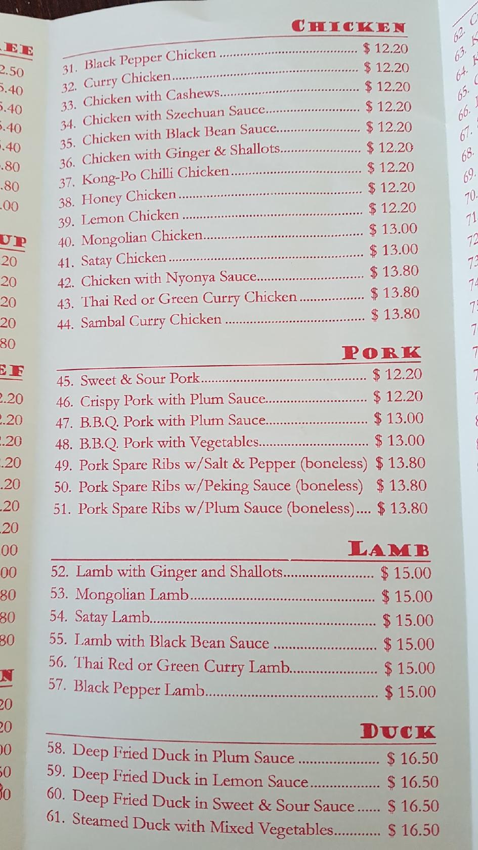 Menu at Asian Food Paradise restaurant, Holland Park West