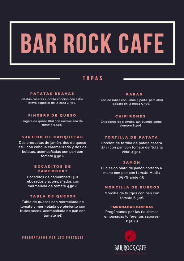 Carta de Bar Rock Cafe Reus, Reus