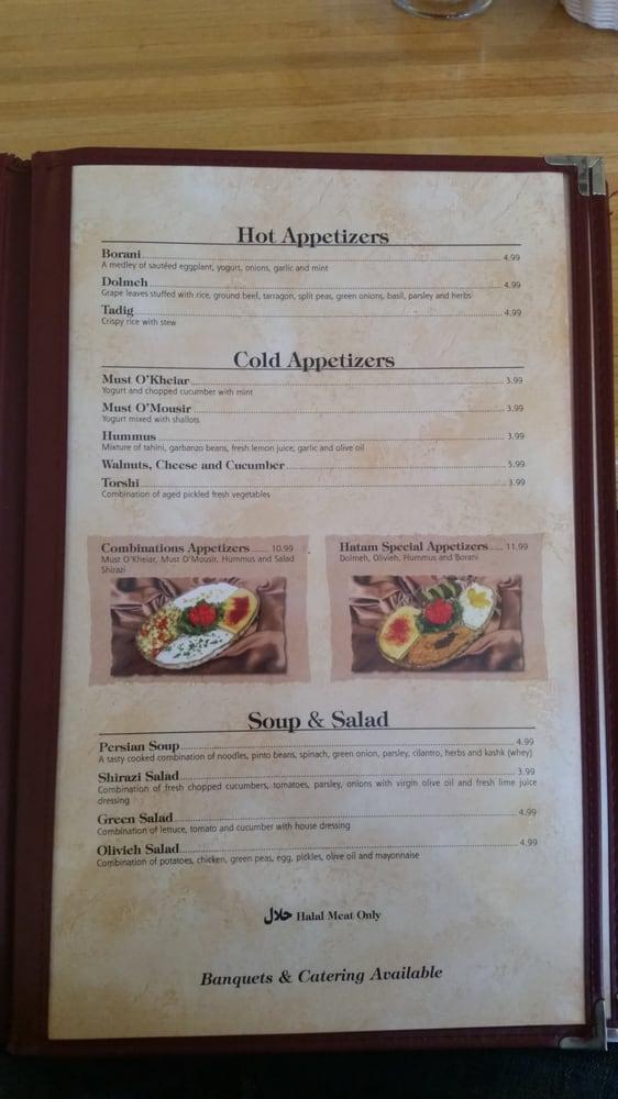 Menu at Hatam Restaurant, Anaheim, W Lincoln Ave