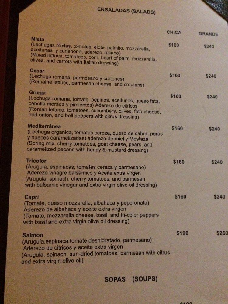 Menu at Invita Bistro restaurant, Cabo San Lucas