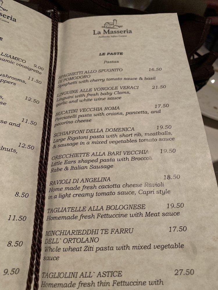 Menu at La Masseria RI pub & bar, East Greenwich