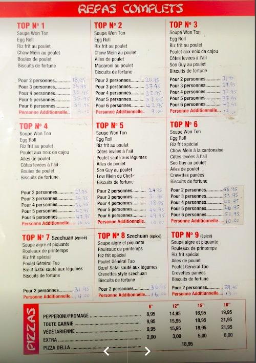 Menu au Restaurant Del, Val-d'Or