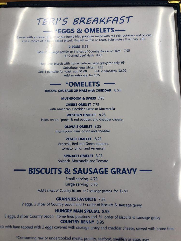 Menu at Teri's Diner cafe, Bonita Springs, Imperial Pkwy # 301