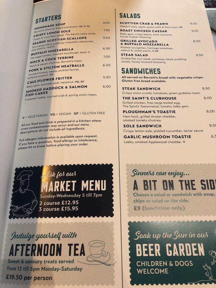 Menu at The Saint Bar & Kitchen, Saint Andrews