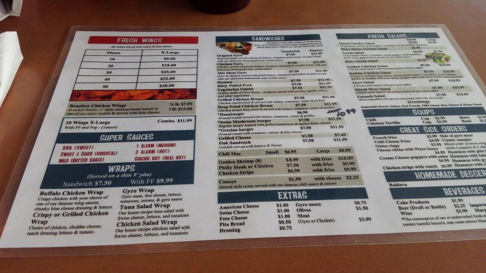 Menu at The Wings Station restaurant, Swanton