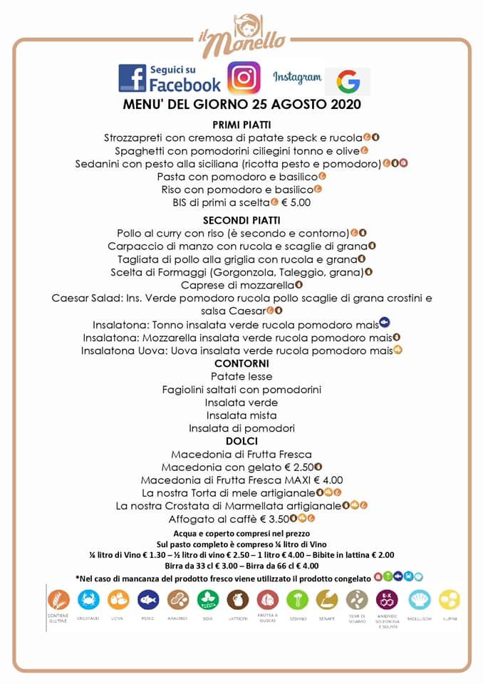 Menu da Bar Il Monello, Milano, Via Privata Raffaello Morghen