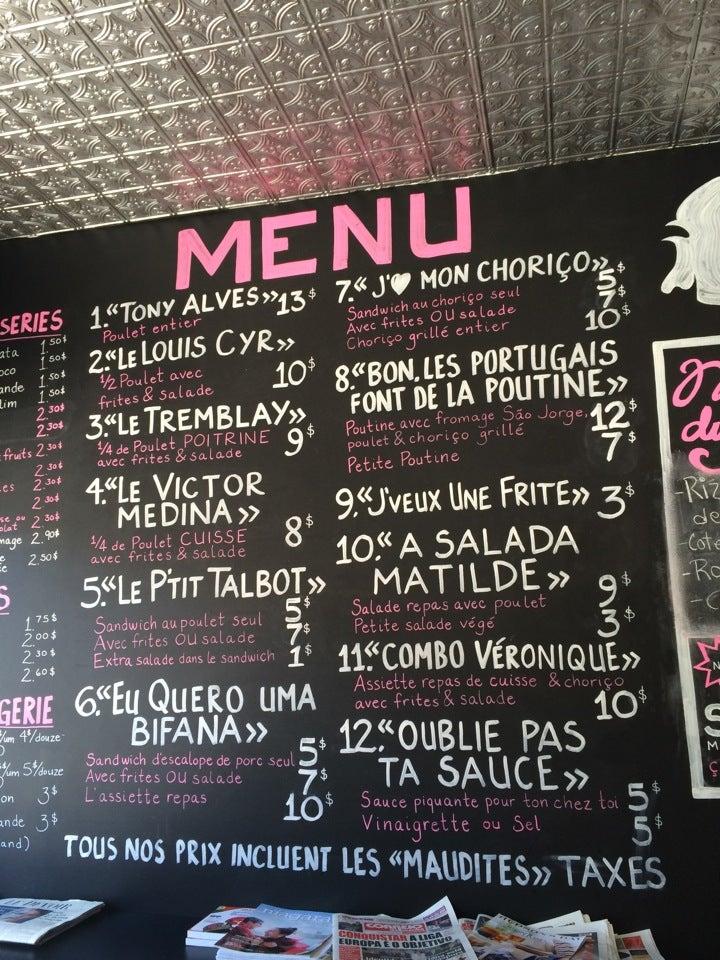 Menu au Ma Poule Mouillée restaurant, Montréal, 969 Rachel St E
