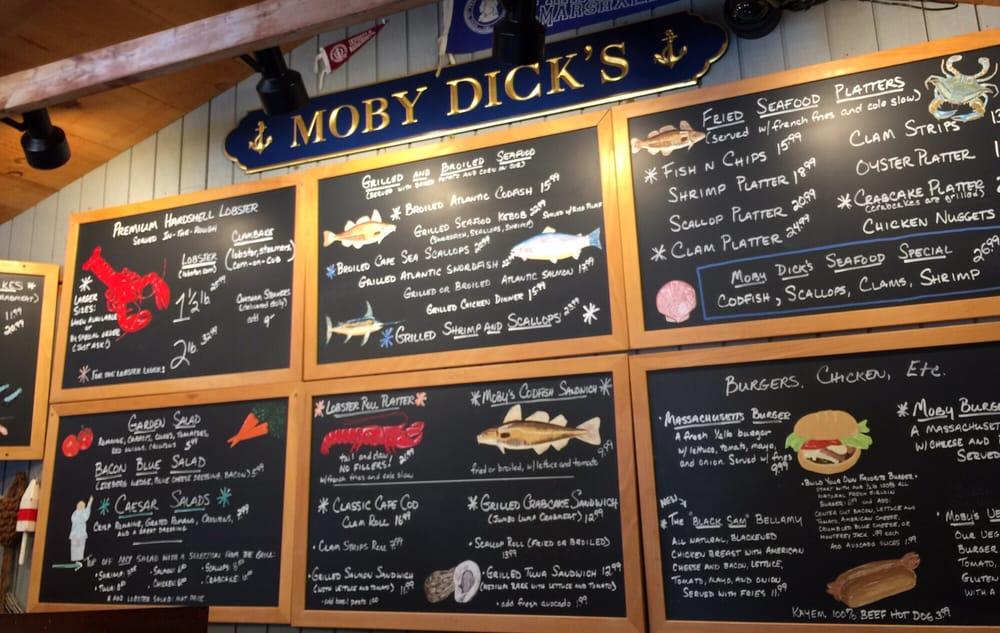 Menu at Moby Dick's Restaurant, Wellfleet