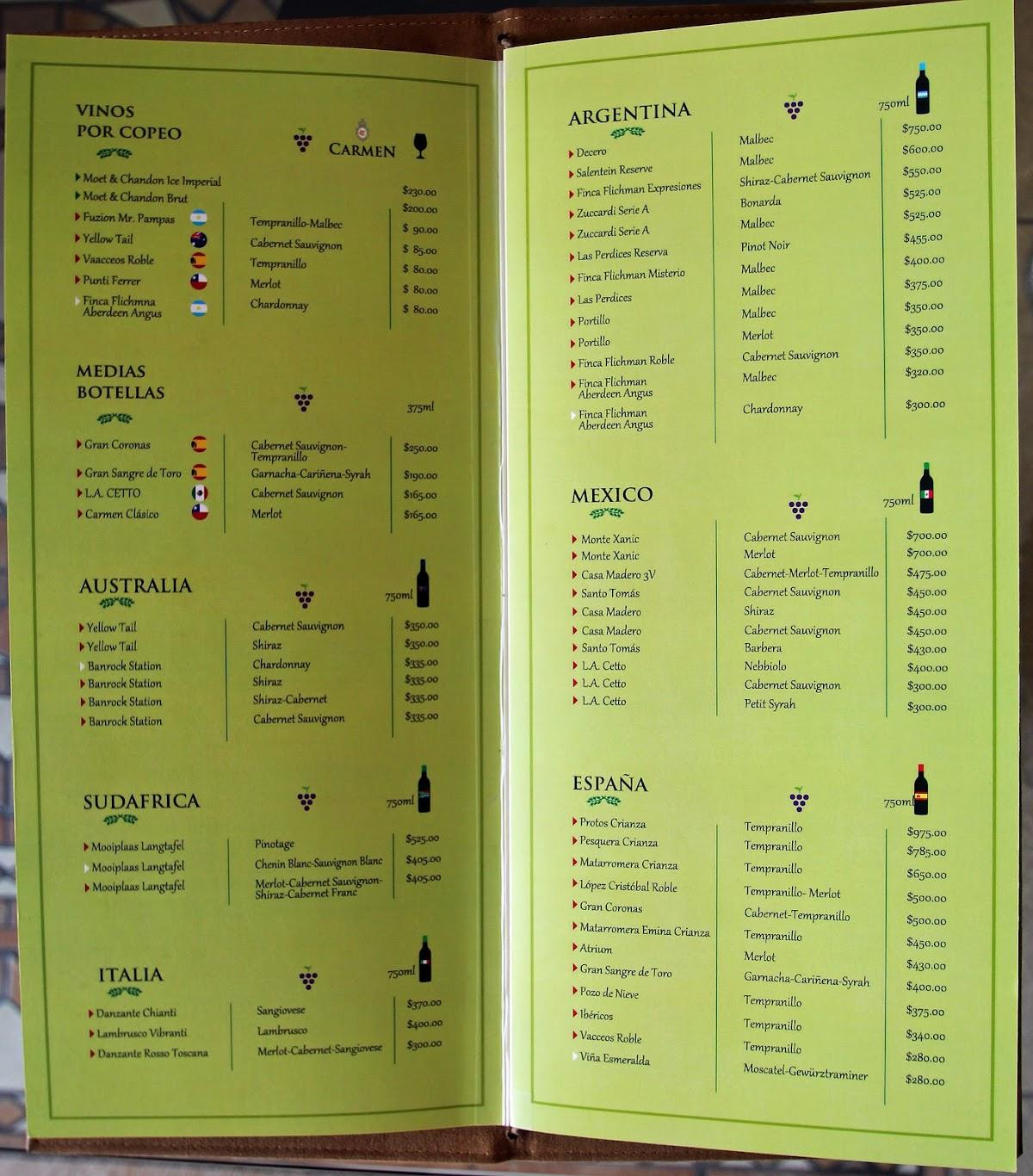 Menu at Mr.Pampas Cancun restaurant, Cancún