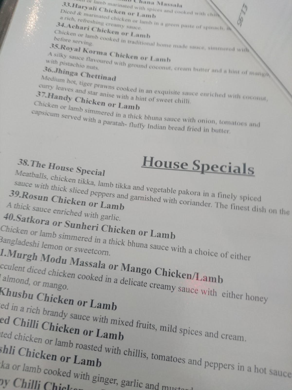 Menu at Red Chilli restaurant, Ventnor