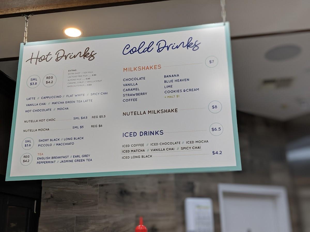 Menu at Daniel's Donuts cafe, Springvale
