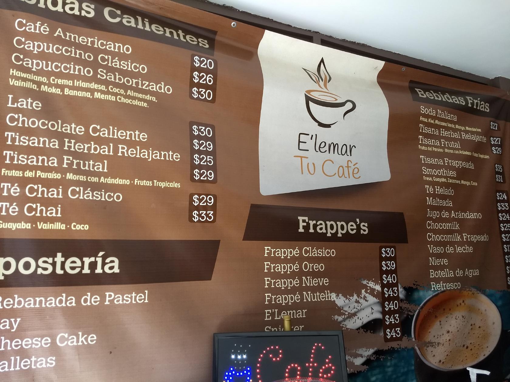 Carta de E'lemar tu cafe, Tepic